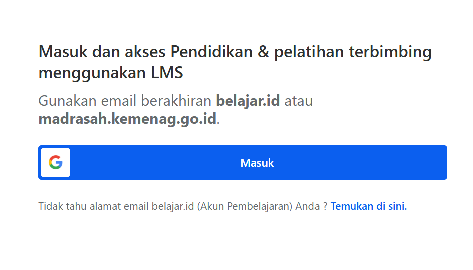 Cara masuk/login ke LMS Bimtek dan Pelatihan Koding dan Kecerdasan Artifisial – Rumah Pendidikan