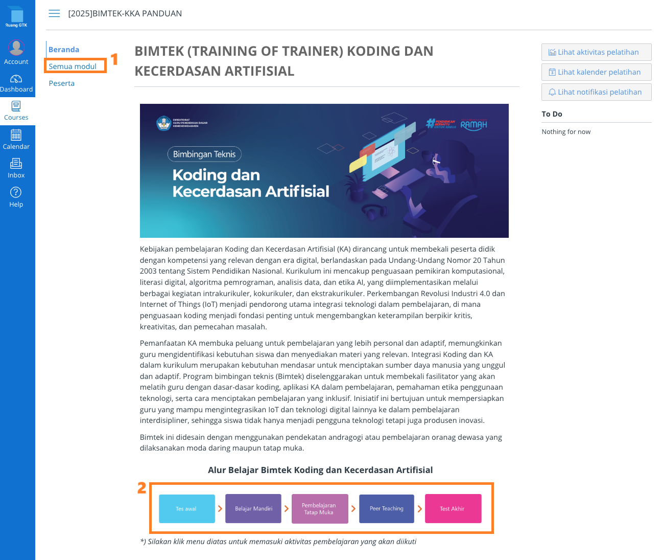 Cara Menavigasi LMS Bimtek dan Pelatihan Koding dan Kecerdasan Artifisial – Rumah Pendidikan
