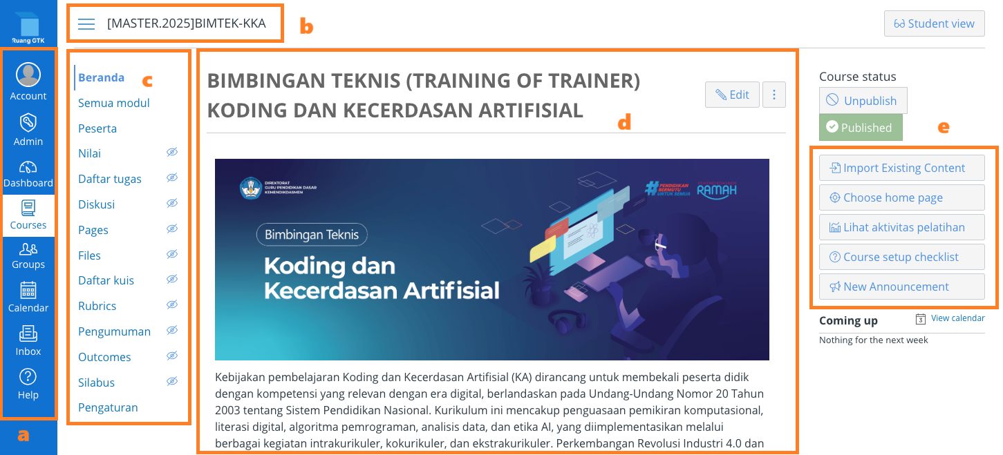 Cara Menavigasi LMS Bimtek dan Pelatihan Koding dan Kecerdasan Artifisial – Rumah Pendidikan