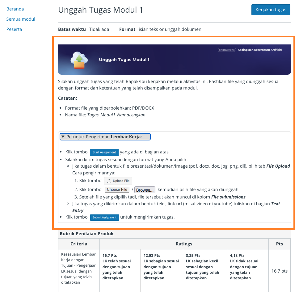 Panduan Aktivitas LMS Bimtek dan Pelatihan Koding dan Kecerdasan Artifisial – Rumah Pendidikan