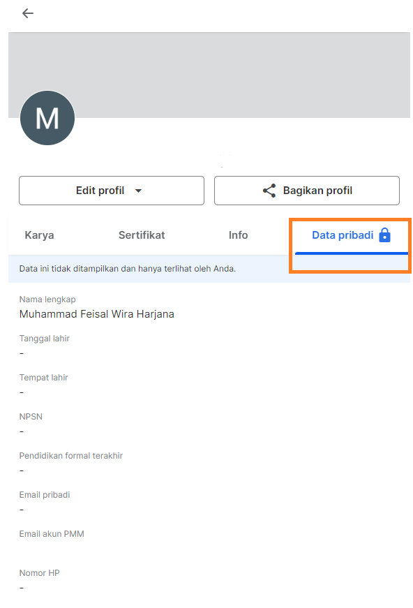 Halaman Profil di Ruang GTK – Rumah Pendidikan